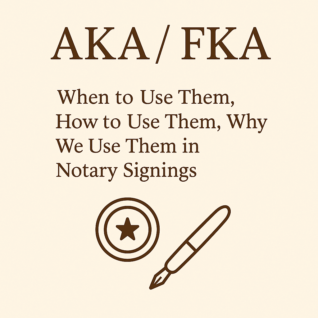 Understanding "AKA" and "FKA" in Notary Signings: When, Why & How to ...